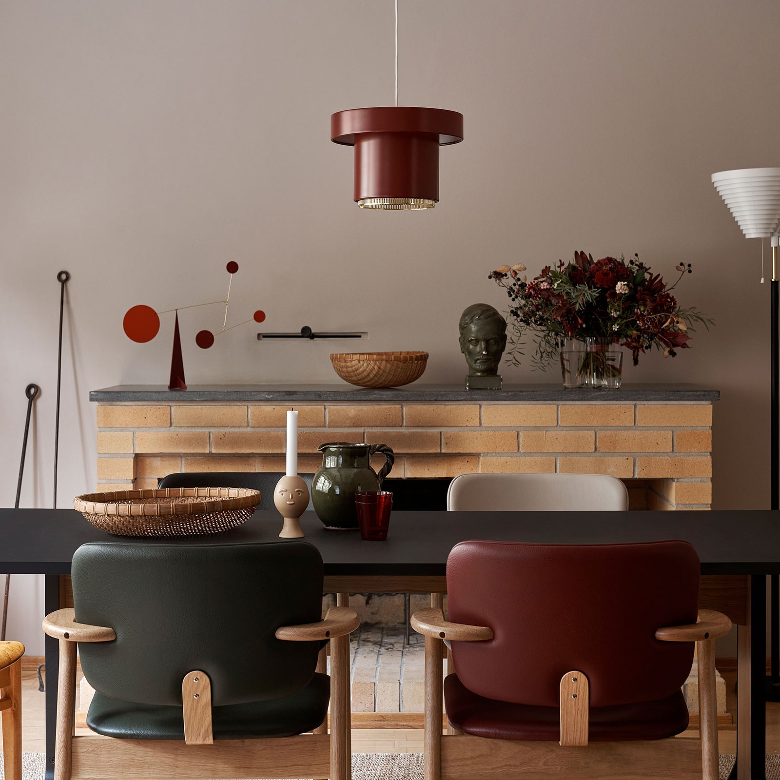 Domus Chair with Upholstered Black Leather Seat and Backrest by Ilmari ...